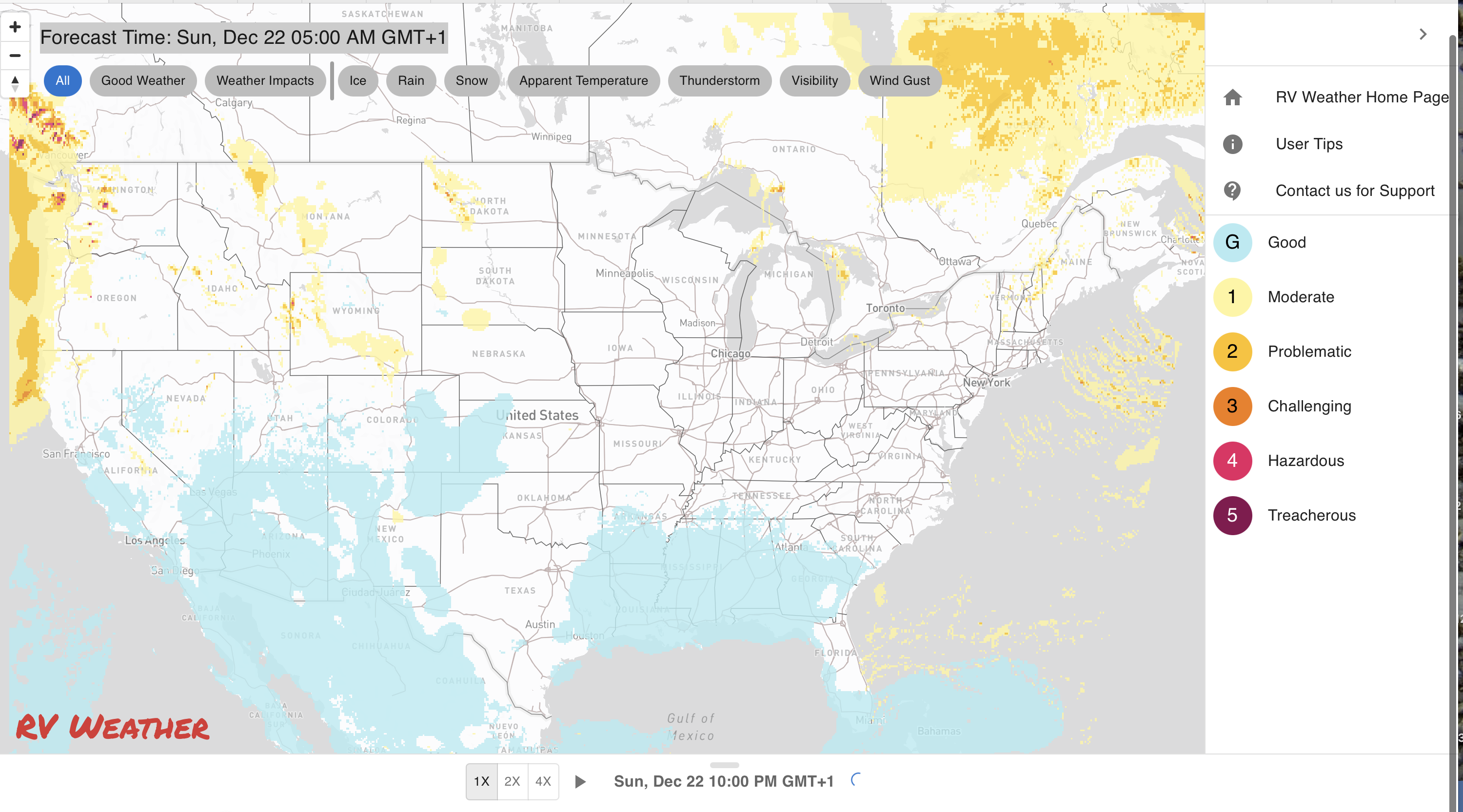 Your RV Weather road trip forecast for Sunday December 22 2024